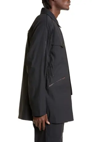 Kiko Kostadinov Mcnamara Uniform Stretch Nylon & Leather Jacket In